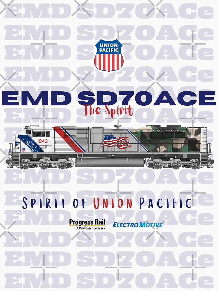 "UP 1943 "The Spirit" EMD SD70ACe drawing" Classic T-Shirt for Sale by ...