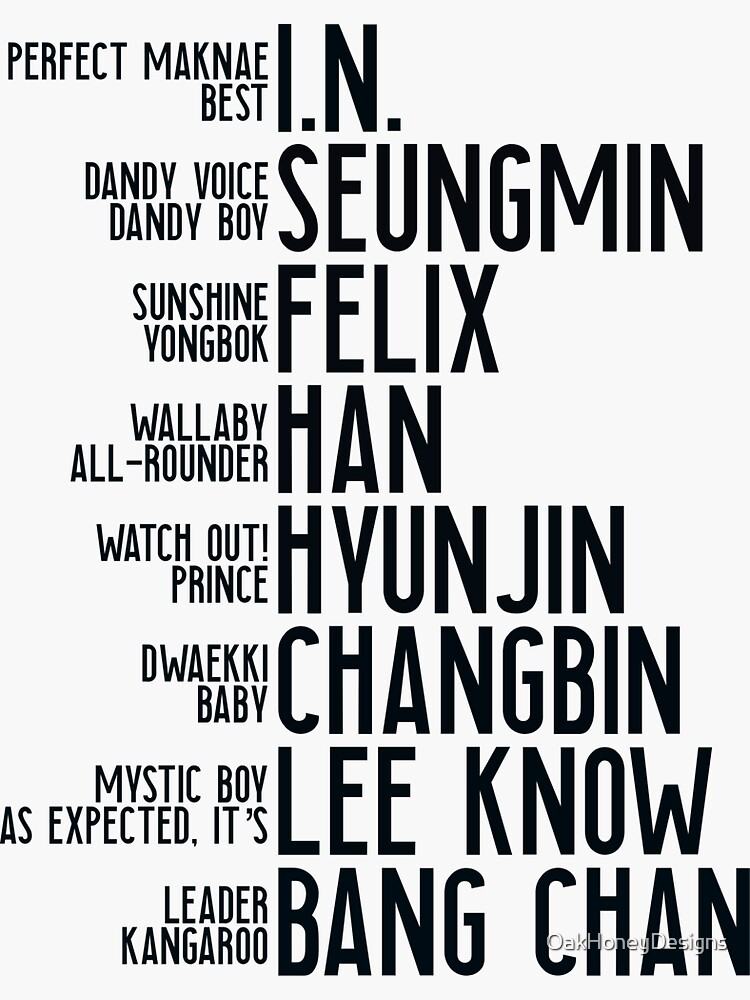 "Stray Kids FAM Name Lyrics - Black " Sticker for Sale by ...