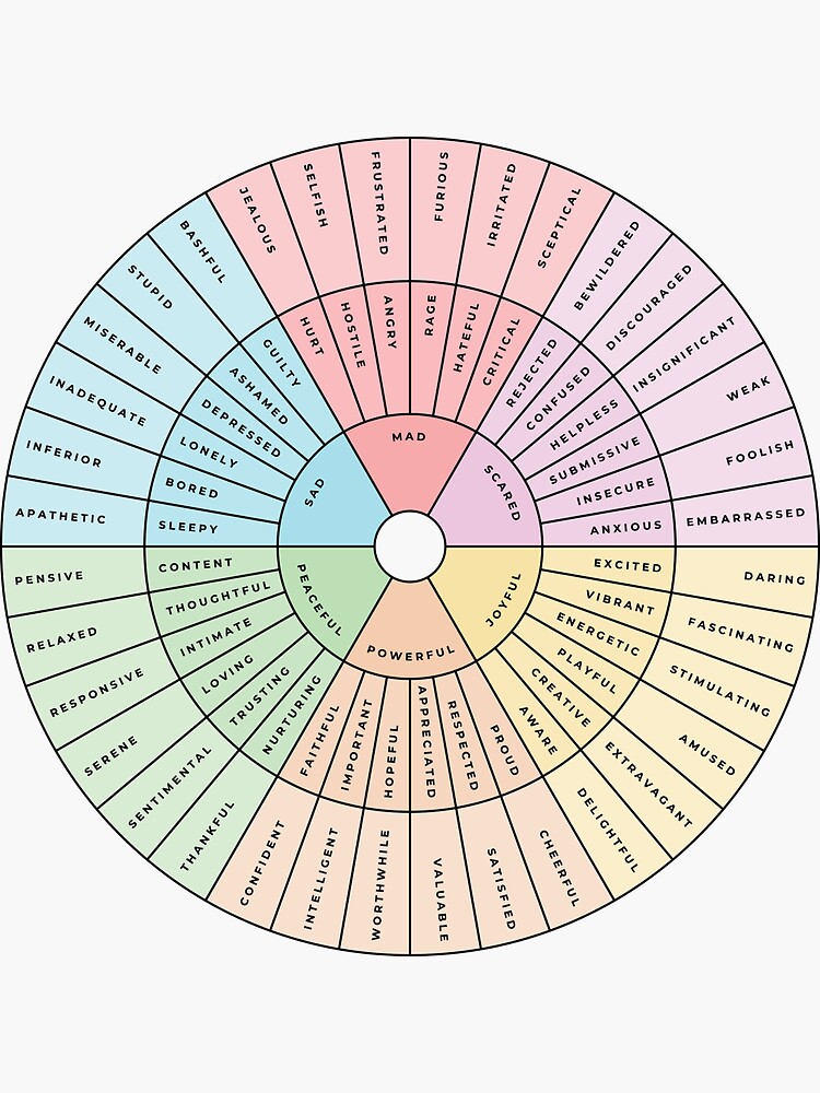 "Wheel of Emotions + Feelings | Pastel Rainbow + Black on Sand | Wilcox ...
