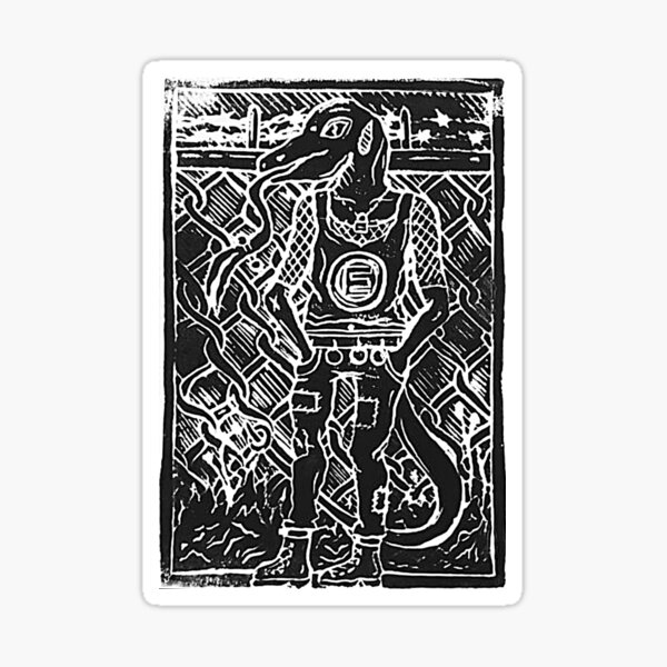 "Equality Lizard Linocut Print" Sticker for Sale by Soaked-N-Bleach ...