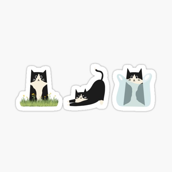 "Black and White Cat Doodle Pack " Sticker for Sale by BluebellPainter ...