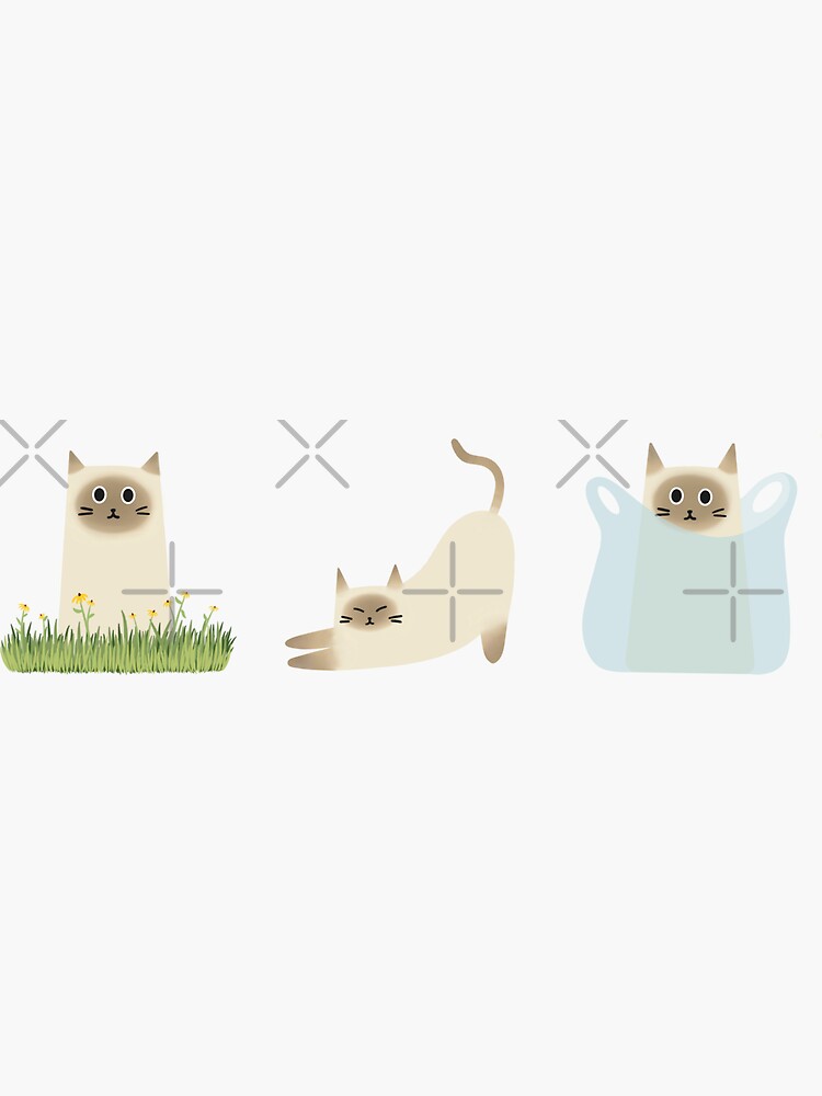 "Siamese Cat Doodle Pack " Sticker for Sale by BluebellPainter | Redbubble