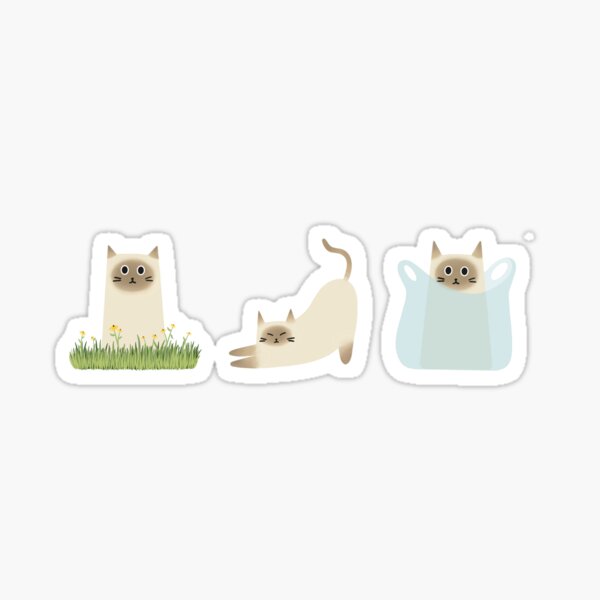 "Siamese Cat Doodle Pack " Sticker for Sale by BluebellPainter | Redbubble