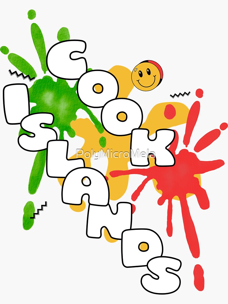 "Bubble letters Cook Islands" Sticker for Sale by PolyMicroMela | Redbubble