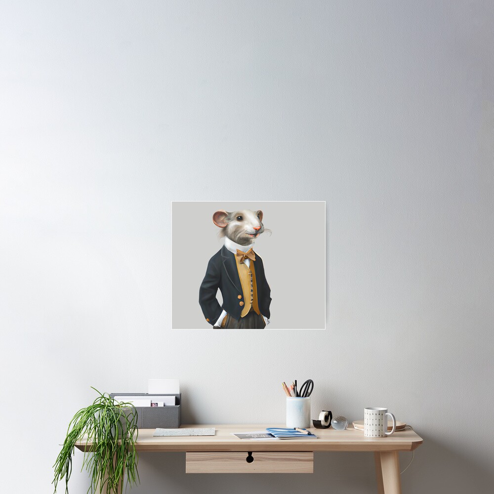 "Sir mouse, old masters animal portrait, funny mouse illustration ...