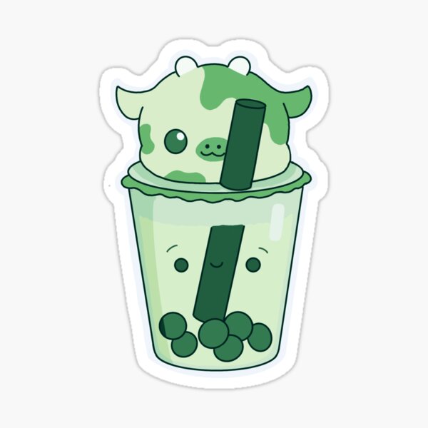 "Matcha Cow Bubble Tea " Sticker for Sale by melthemoose | Redbubble