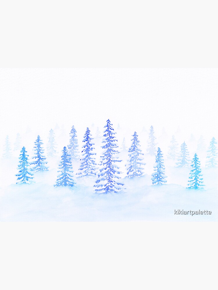 "Magical Blue Pine Trees Forest" Sticker for Sale by kikiartpalette ...