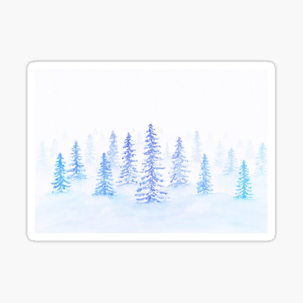 "Magical Blue Pine Trees Forest" Sticker for Sale by kikiartpalette ...