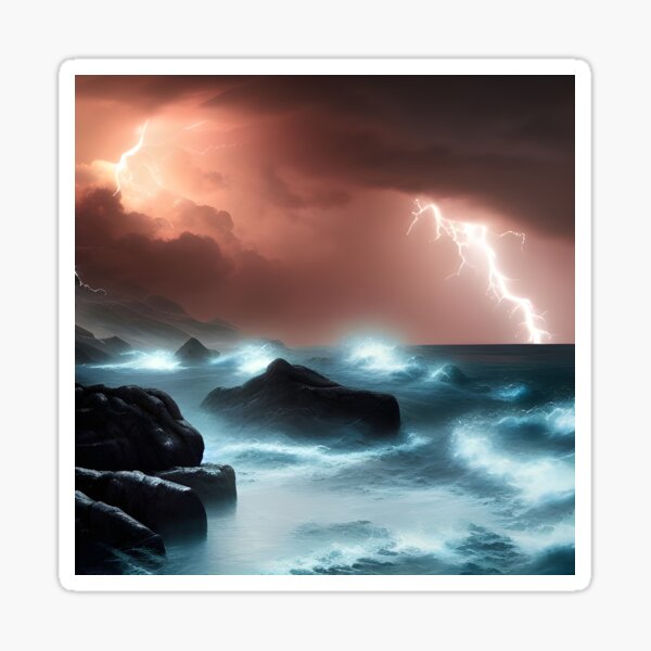 "Thunderstorm on rocky beach" Sticker for Sale by sadconfusedmoon ...