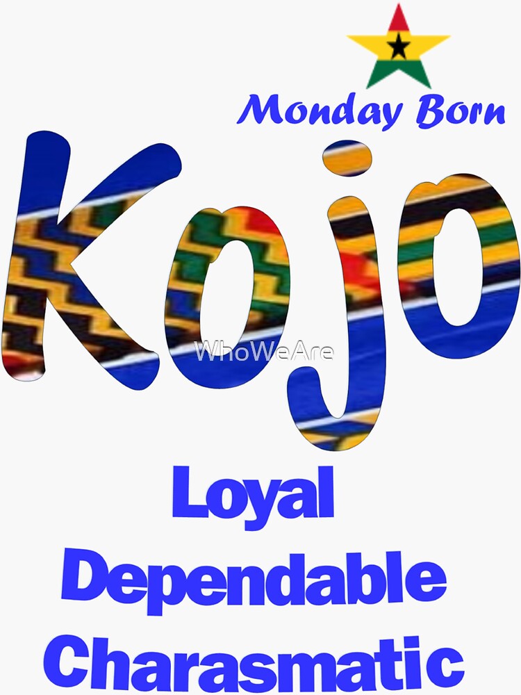 "Monday Born Ghanaian Male Name 'Kojo' in Blue" Sticker for Sale by ...