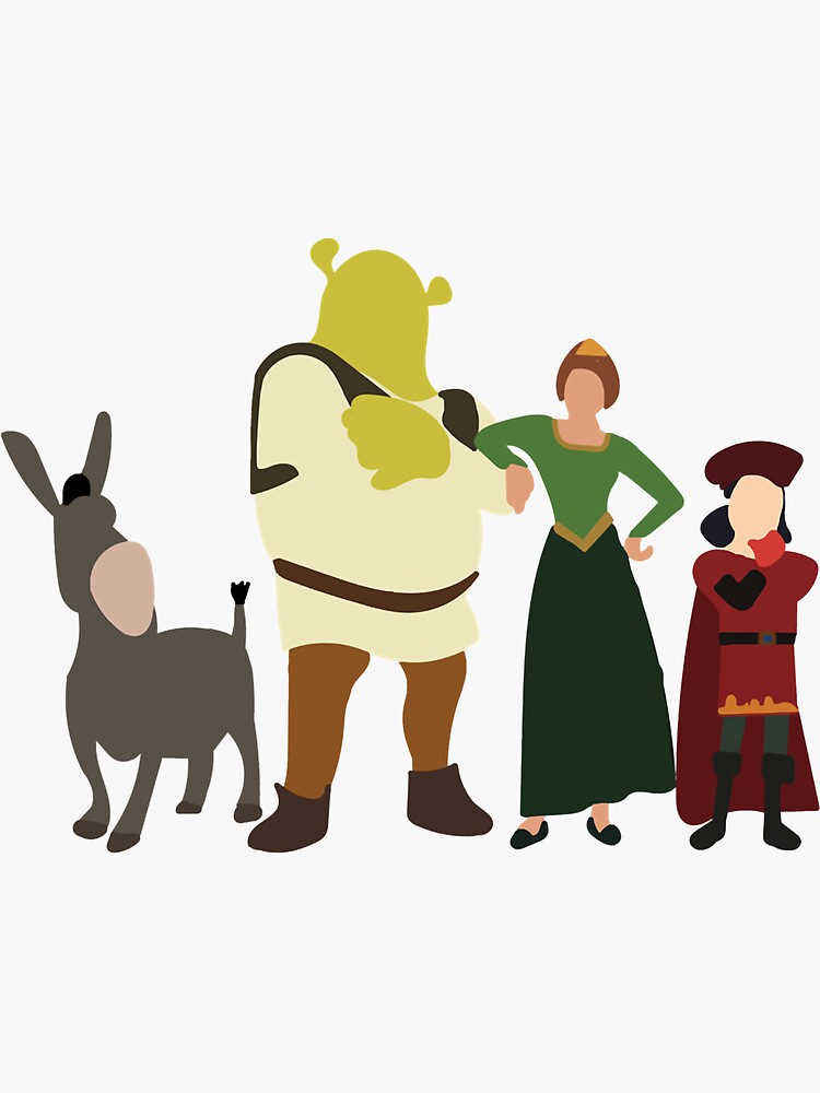 "Minimalist Shrek and Friends" Sticker for Sale by TopTeeUK | Redbubble