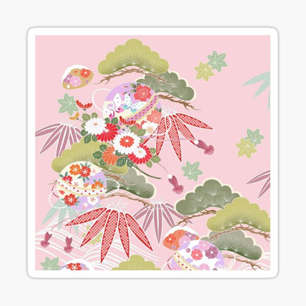 "Pink Traditional Japanese Kimono Yukata Pattern" Sticker for Sale by ...