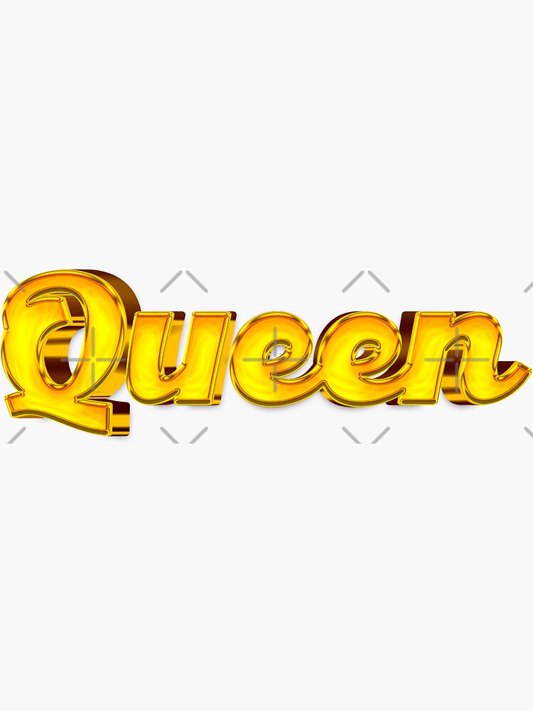 "The Word Queen in Shiny Gold Script Typography 5" Sticker for Sale by ...