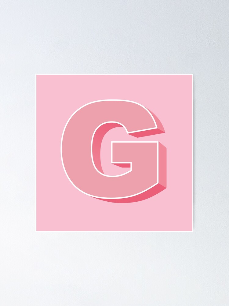 "Pink 3D Letter G" Poster for Sale by TheMonogramShop | Redbubble