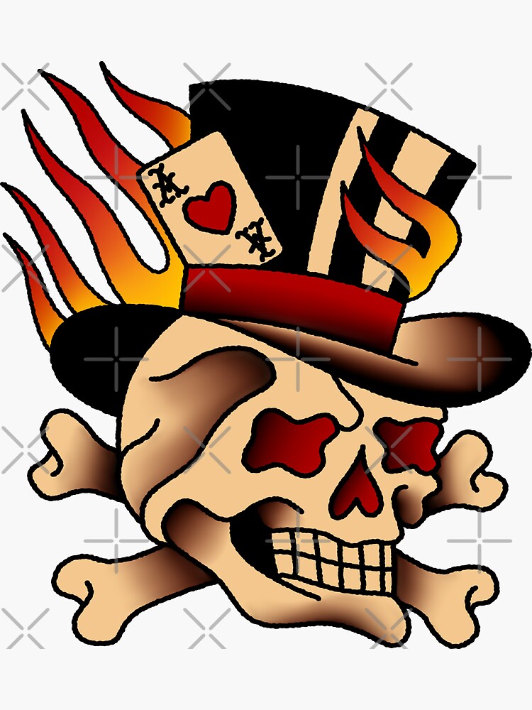 "Salty-Dog Flaming Skull of Chance" Sticker for Sale by salty-dog ...