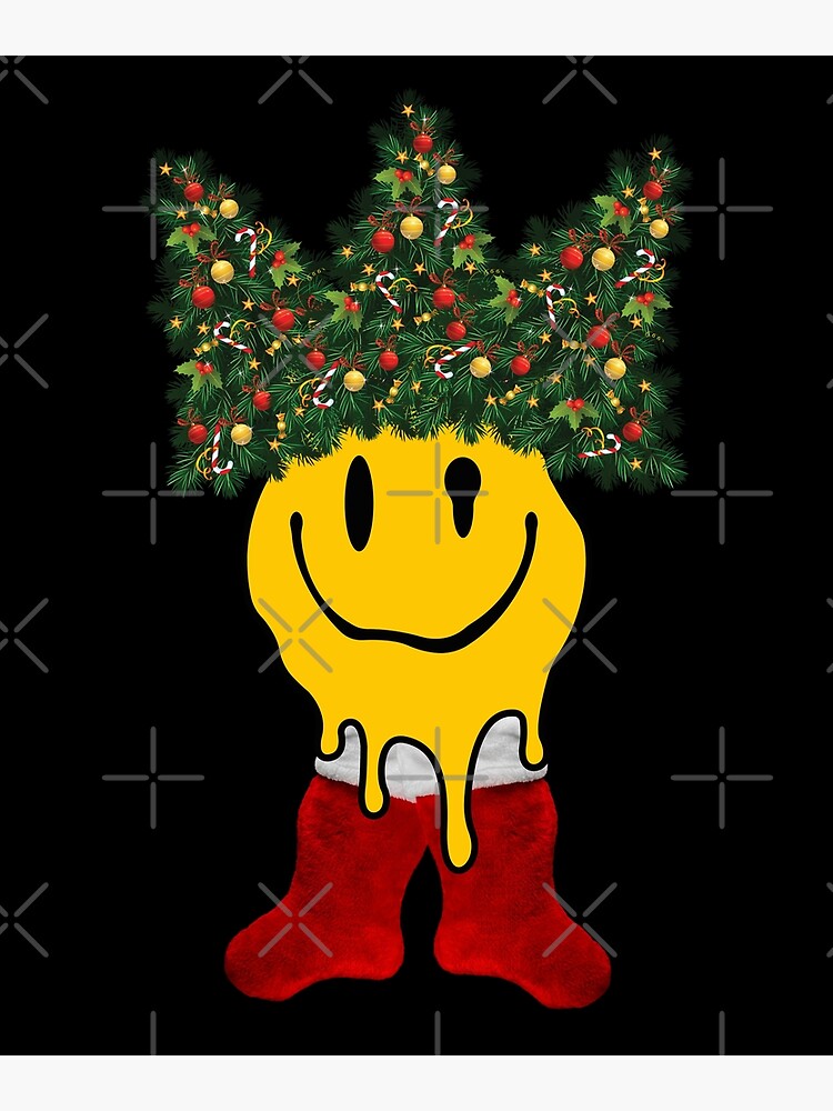 "Christmas Smiley Face with Christmas Tree Hat and Christmas Stocking ...