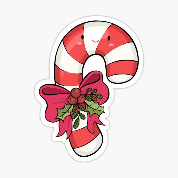 "Cute Candy Cane" Sticker for Sale by ApsiDoodles | Redbubble