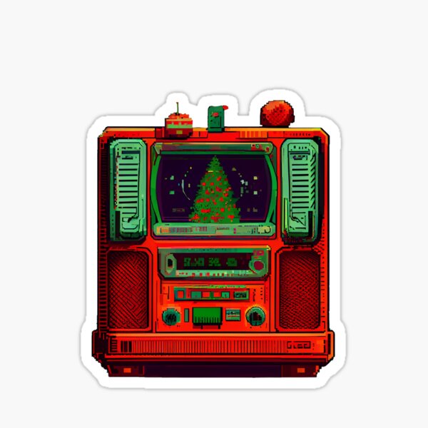 "Red retro radio (Christmas edition)" Sticker for Sale by Pixelarium ...