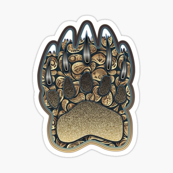"Bear Claw Illustration with Native American inspired Paisleys ...