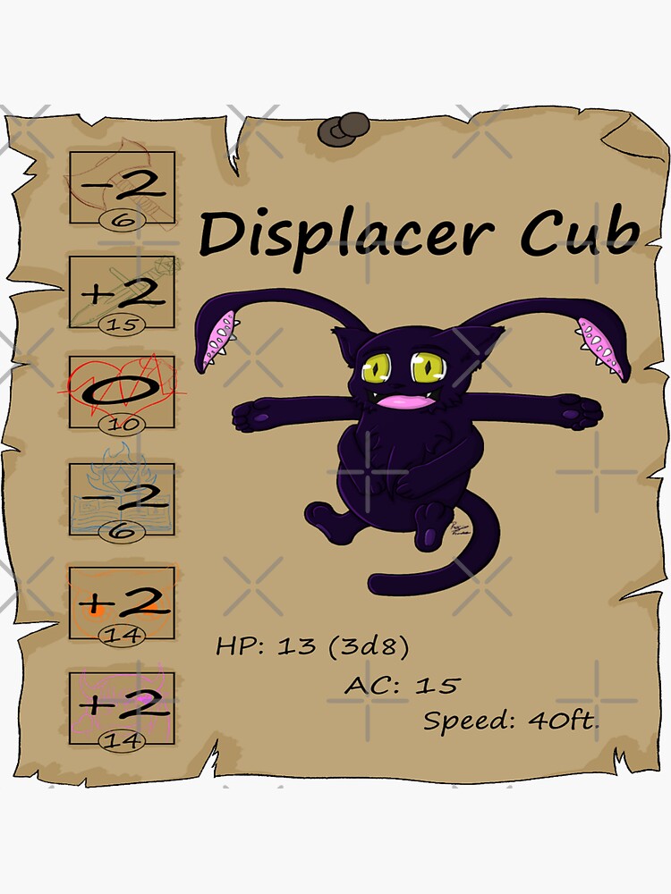 "Displacer Cub Stats" Sticker for Sale by TormentedAngel8 | Redbubble