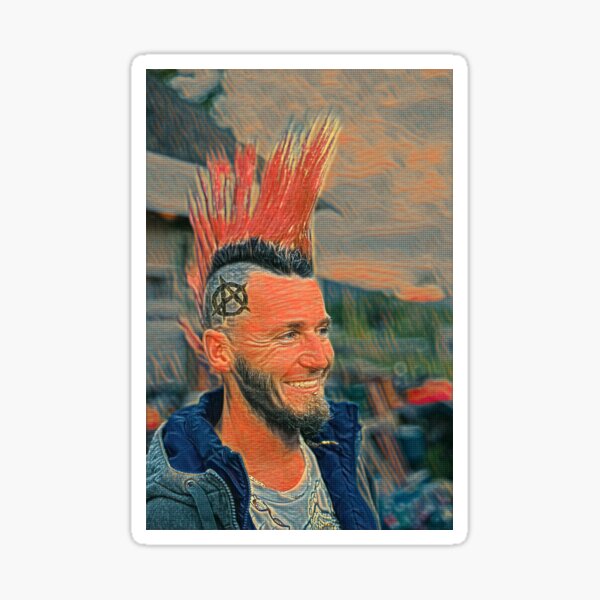 "Mohawk Punk Rock digital painting." Sticker for Sale by hypnotzd ...