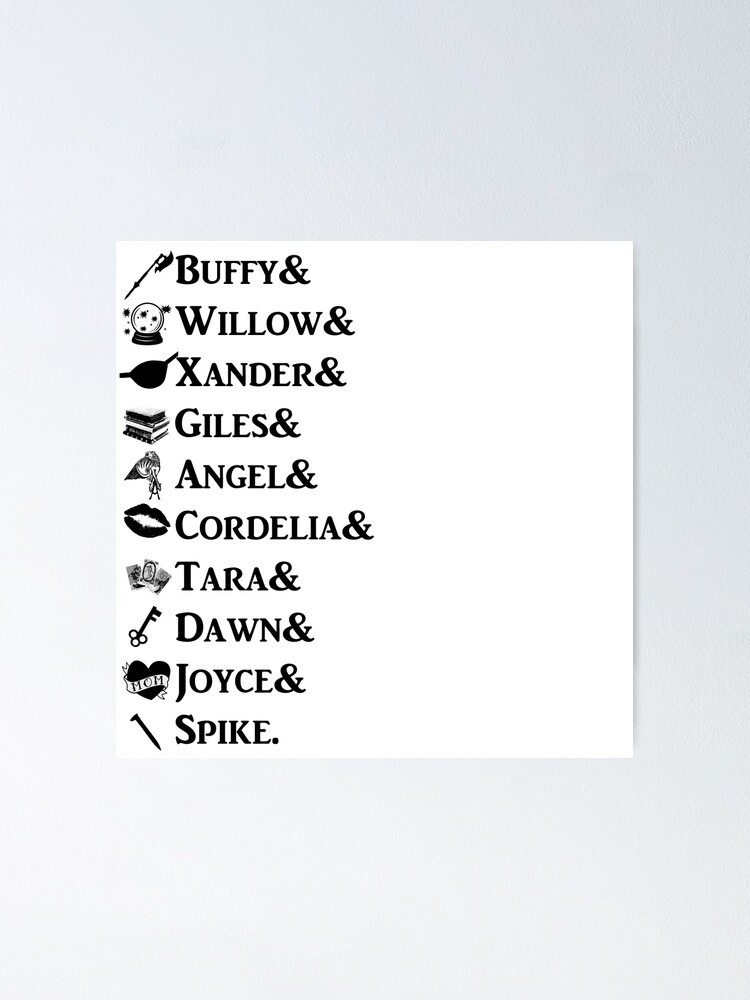 "Buffy Names" Poster for Sale by GiantSquid1 | Redbubble
