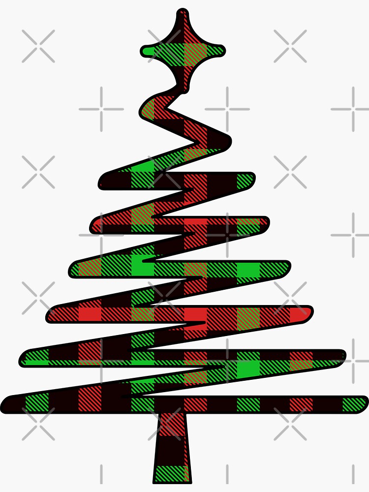 "Swirl Plaid Christmas Trees - Christmas tree" Sticker for Sale by ...