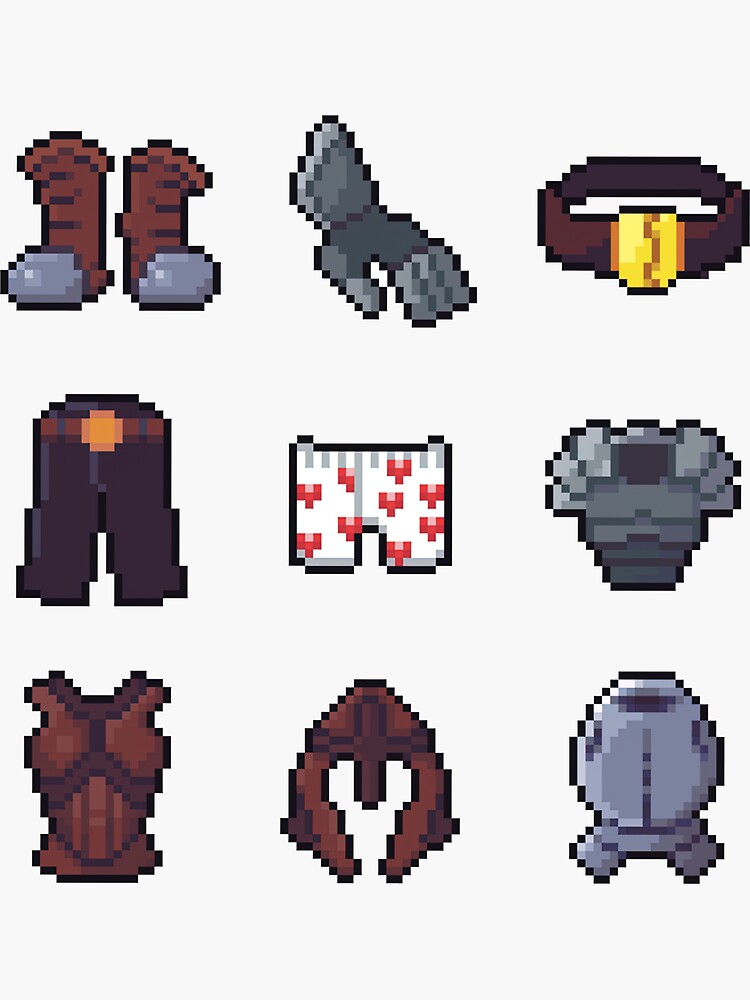 "Armor Pixel Art Sticker Sheet | Pixelart Armor Equipment" Sticker for ...