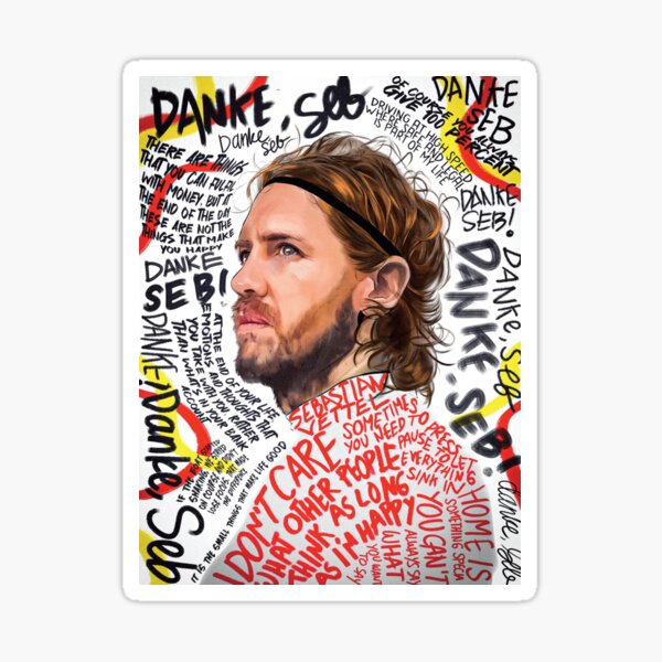 "Danke Seb , sebastian, weltmeister | sebastian vettel" Sticker for ...