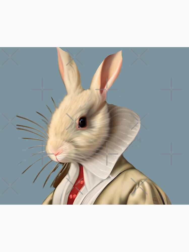 "Funny bunny portrait, hare art, animal portrait, dapper hare painting ...