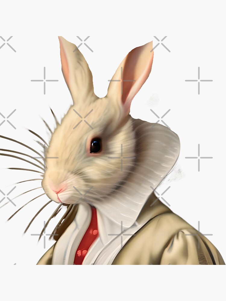 "Funny bunny portrait, hare art, animal portrait, dapper hare painting ...