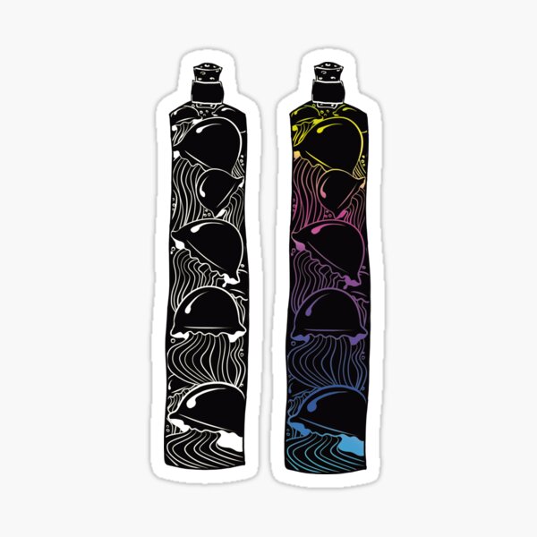 "2 Flasks filled with jellyfish - black and colour" Sticker for Sale by DangerousDesign | Redbubble