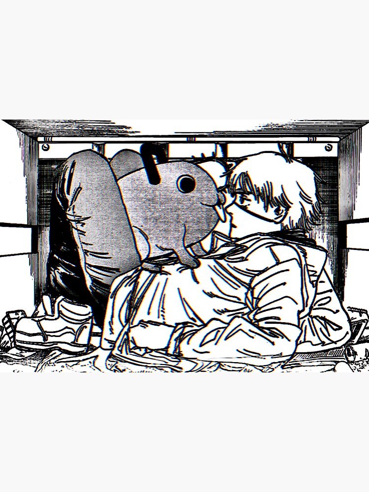 "Denji and Pochita Manga Art Design" Sticker for Sale by hazyweather ...