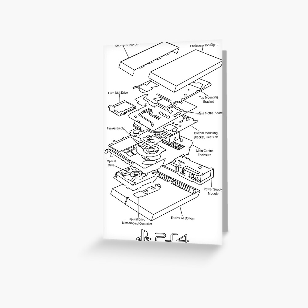 "PS4 Dissected Drawing" Greeting Card for Sale by woldulekaj | Redbubble