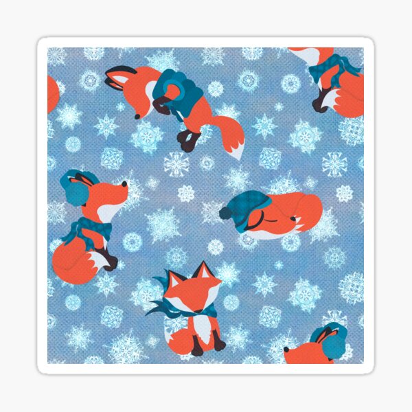"Fox’s First Snow Day" Sticker for Sale by katrinaroman | Redbubble