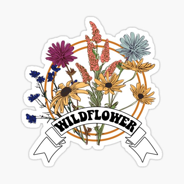 "Wildflower Retro Sticker" Sticker for Sale by Nikolaschka | Redbubble