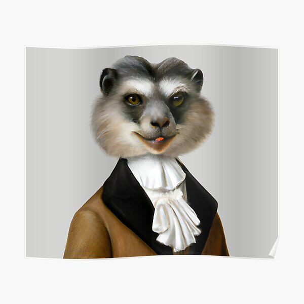"Sir Lemur, funny animal portrait, ringtail lemur gentleman portrait ...