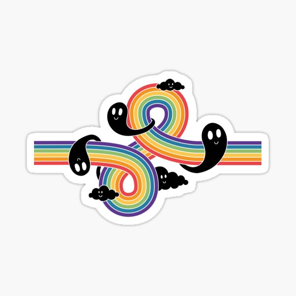 "Rainbow Ghosts" Sticker for Sale by Robiscuit | Redbubble