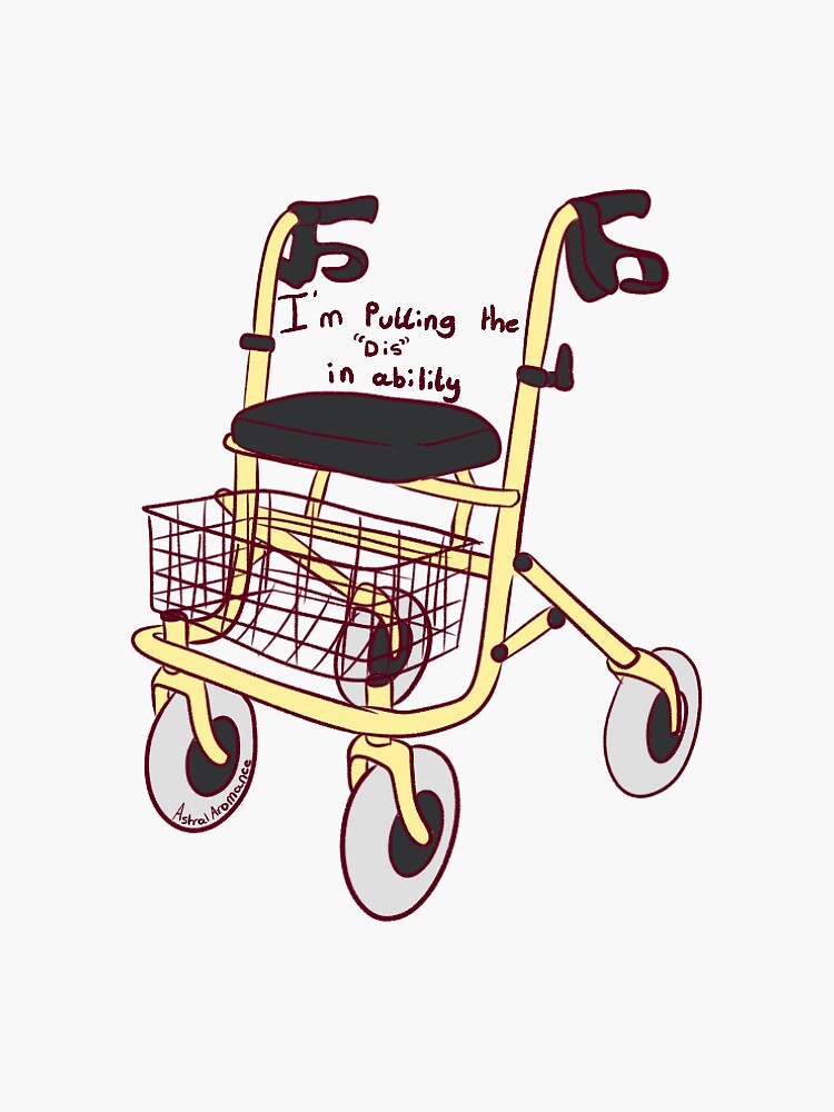 "Copy of Disability pride sticker yellow rollator" Sticker for Sale by ...