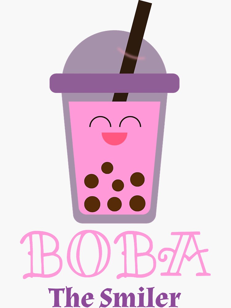 "Boba The Smiler Smiling Boba Bubble Tea Design" Sticker for Sale by ...