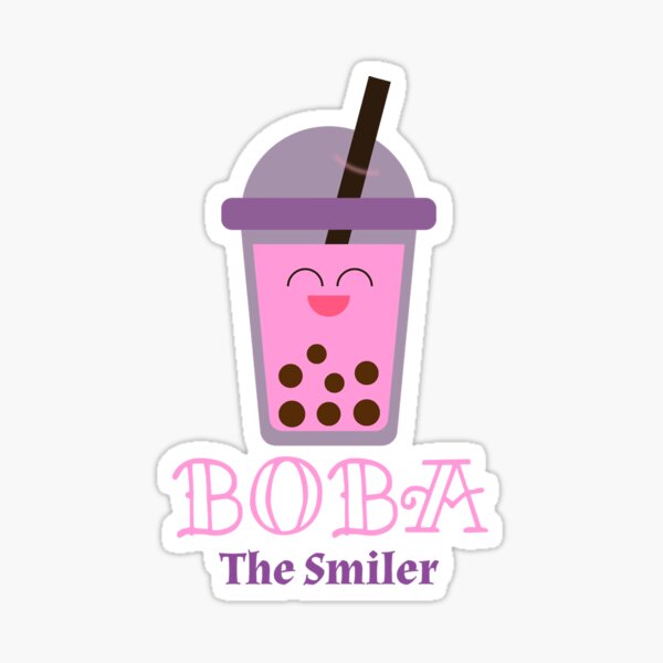 "Boba The Smiler Smiling Boba Bubble Tea Design" Sticker for Sale by ...