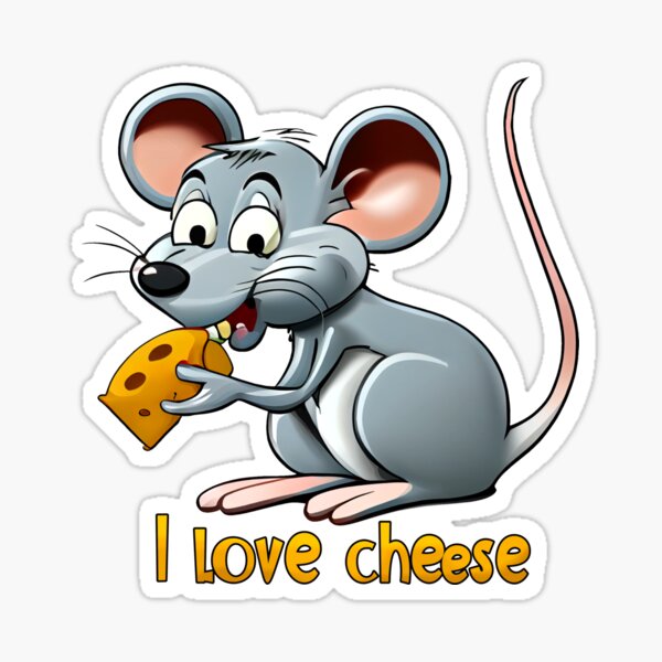 "Mouse eating Cheese, I love cheese" Sticker for Sale by KOTOdesign ...
