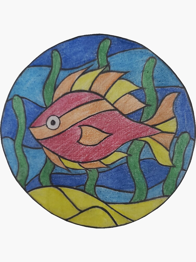"Colored Pencil Fish in the Ocean" Sticker for Sale by Xalasha | Redbubble