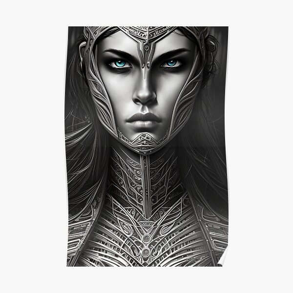 "Portrait of a Warrior Princess. Ink Drawn Style" Poster for Sale by ...