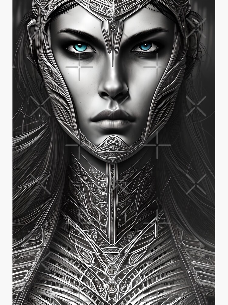 "Portrait of a Warrior Princess. Ink Drawn Style" Sticker for Sale by ...