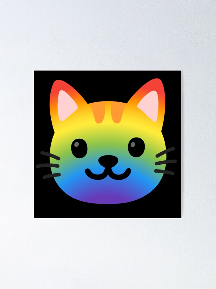 "Rainbow Kitty Cat Android Emoji Sticker Design" Poster for Sale by ...