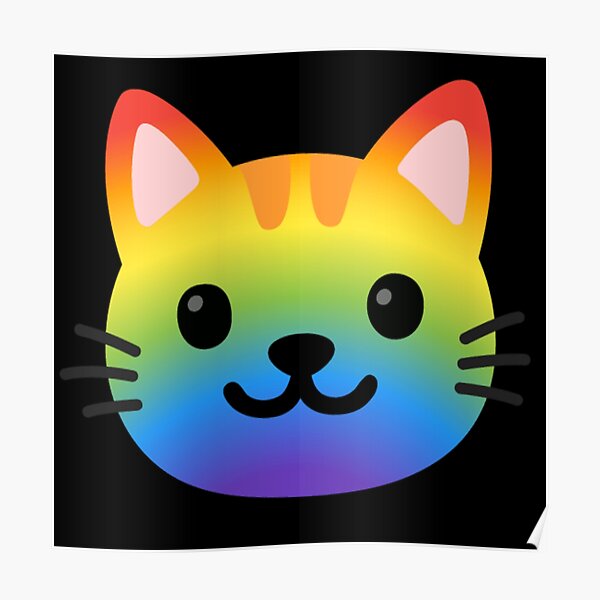 "Rainbow Kitty Cat Android Emoji Sticker Design" Poster for Sale by ...