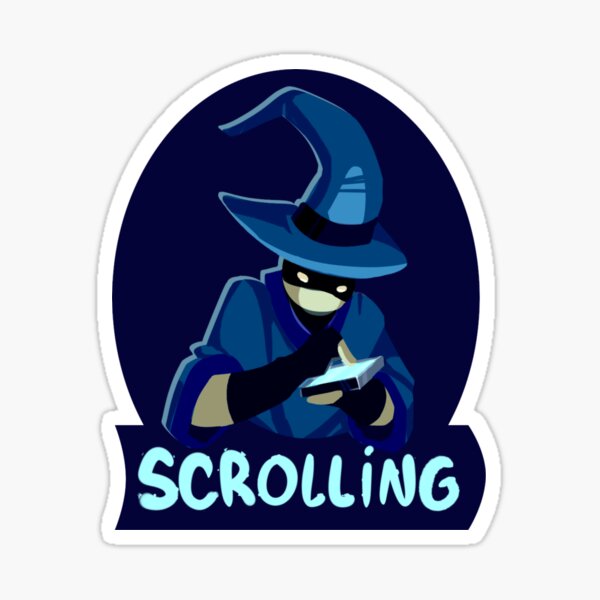 "Scrolling" Sticker for Sale by TheGuildDnDClub | Redbubble
