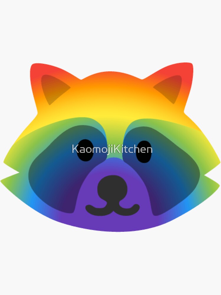 "Rainbow Raccoon Android Emoji Sticker Design" Sticker for Sale by ...
