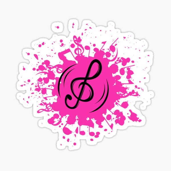 "Music Notes, Treble Clef, Pink Splash" Sticker for Sale by ...